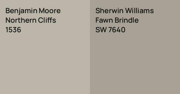 Benjamin Moore Northern Cliffs vs. Sherwin Williams Fawn Brindle comparison