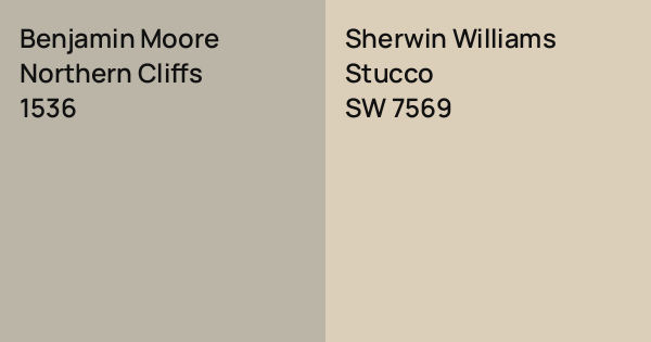 Benjamin Moore Northern Cliffs vs. Sherwin Williams Stucco comparison