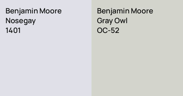 Benjamin Moore Nosegay vs. Benjamin Moore Gray Owl comparison