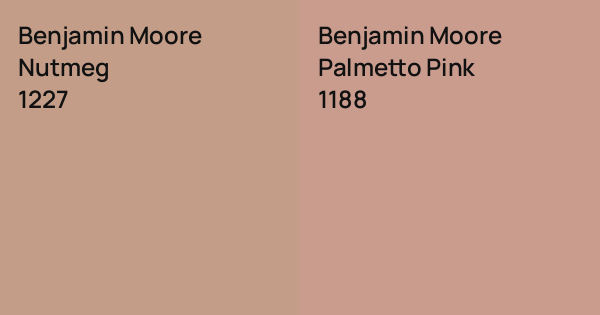 Benjamin Moore Nutmeg vs. Benjamin Moore Palmetto Pink comparison
