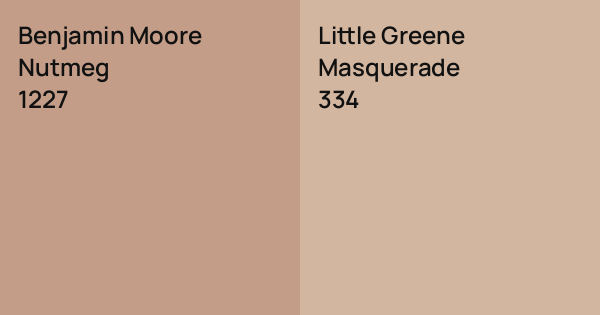 Benjamin Moore Nutmeg vs. Little Greene Masquerade comparison
