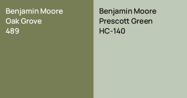 Benjamin Moore Oak Grove vs. Benjamin Moore Prescott Green comparison