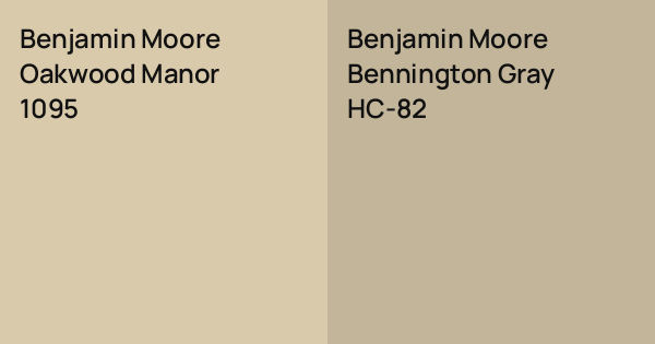 Benjamin Moore Oakwood Manor vs. Benjamin Moore Bennington Gray comparison