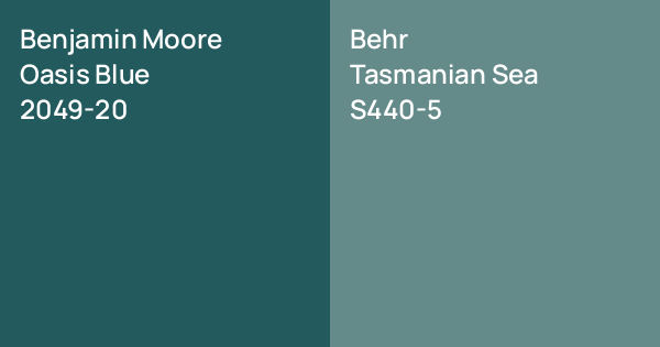 Benjamin Moore Oasis Blue vs. Behr Tasmanian Sea comparison