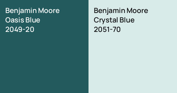 Benjamin Moore Oasis Blue vs. Benjamin Moore Crystal Blue comparison