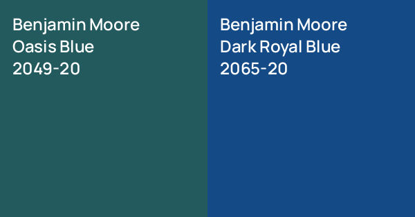 Benjamin Moore Oasis Blue vs. Benjamin Moore Dark Royal Blue comparison