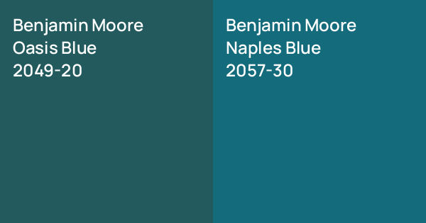 Benjamin Moore Oasis Blue vs. Benjamin Moore Naples Blue comparison
