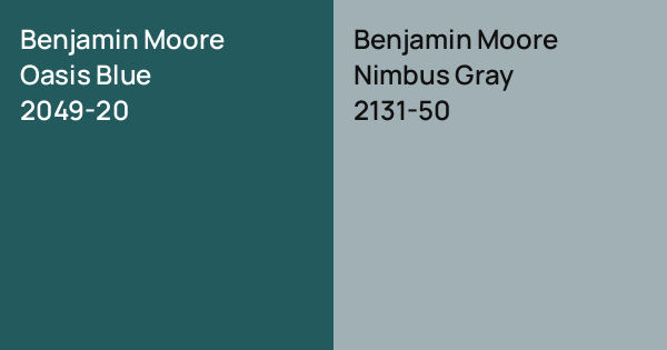 Benjamin Moore Oasis Blue vs. Benjamin Moore Nimbus Gray comparison
