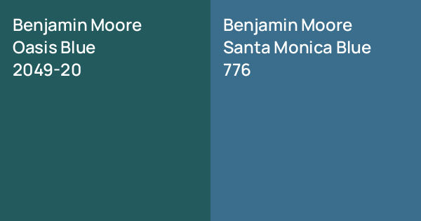 Benjamin Moore Oasis Blue vs. Benjamin Moore Santa Monica Blue comparison
