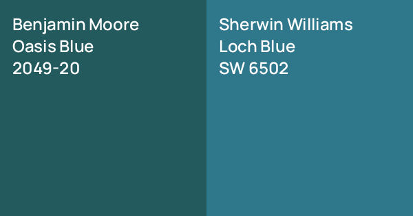 Benjamin Moore Oasis Blue vs. Sherwin Williams Loch Blue comparison