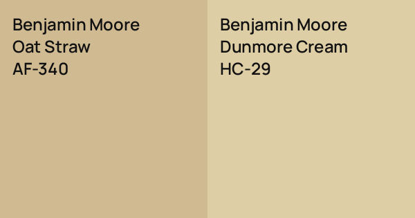 Benjamin Moore Oat Straw vs. Benjamin Moore Dunmore Cream comparison