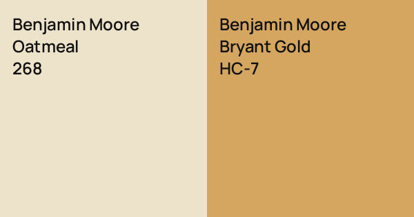 Benjamin Moore Oatmeal vs. Benjamin Moore Bryant Gold comparison