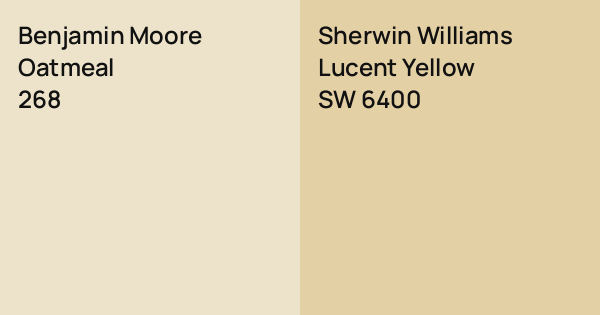 Benjamin Moore Oatmeal vs. Sherwin Williams Lucent Yellow comparison