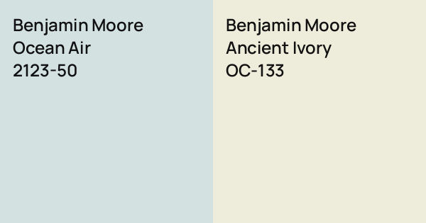 Benjamin Moore Ocean Air vs. Benjamin Moore Ancient Ivory comparison