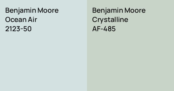 Benjamin Moore Ocean Air vs. Benjamin Moore Crystalline comparison