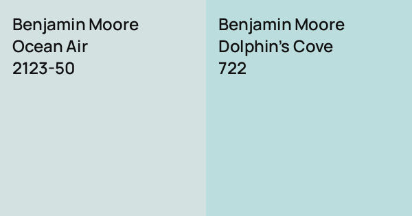 Benjamin Moore Ocean Air vs. Benjamin Moore Dolphin's Cove comparison