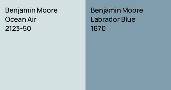 Benjamin Moore Ocean Air vs. Benjamin Moore Labrador Blue comparison