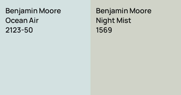Benjamin Moore Ocean Air vs. Benjamin Moore Night Mist comparison