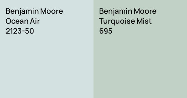 Benjamin Moore Ocean Air vs. Benjamin Moore Turquoise Mist comparison