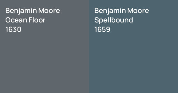 Benjamin Moore Ocean Floor vs. Benjamin Moore Spellbound comparison