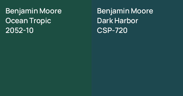Benjamin Moore Ocean Tropic vs. Benjamin Moore Dark Harbor comparison