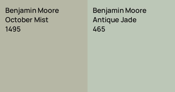 Benjamin Moore October Mist vs. Benjamin Moore Antique Jade comparison