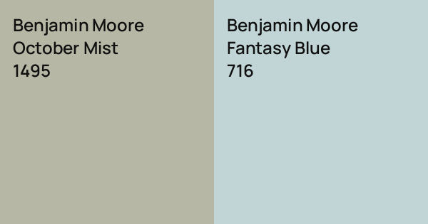 Benjamin Moore October Mist vs. Benjamin Moore Fantasy Blue comparison