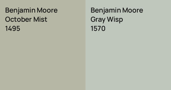 Benjamin Moore October Mist vs. Benjamin Moore Gray Wisp comparison