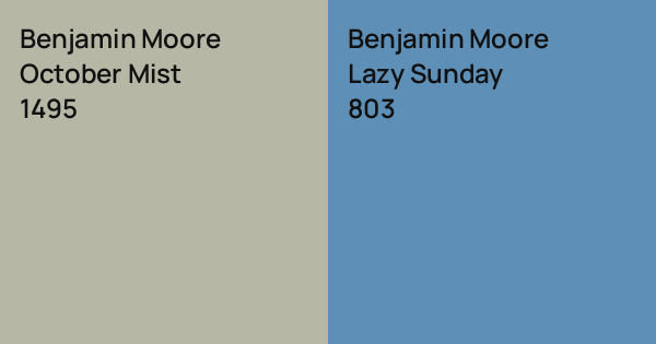 Benjamin Moore October Mist vs. Benjamin Moore Lazy Sunday comparison