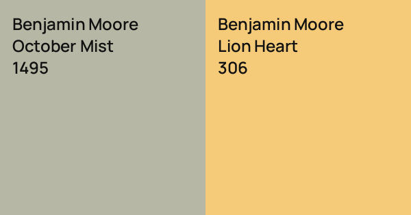 Benjamin Moore October Mist vs. Benjamin Moore Lion Heart comparison