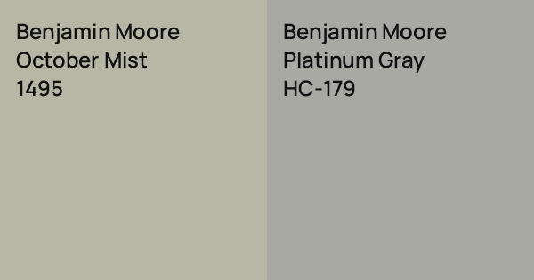 Benjamin Moore October Mist vs. Benjamin Moore Platinum Gray comparison