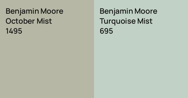 Benjamin Moore October Mist vs. Benjamin Moore Turquoise Mist comparison