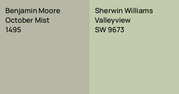 Benjamin Moore October Mist vs. Sherwin Williams Valleyview comparison