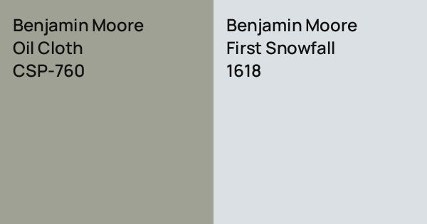 Benjamin Moore Oil Cloth vs. Benjamin Moore First Snowfall comparison