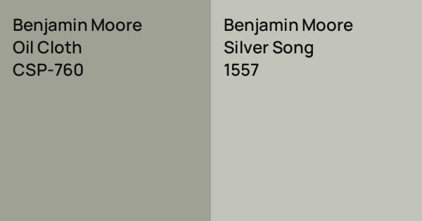 Benjamin Moore Oil Cloth vs. Benjamin Moore Silver Song comparison