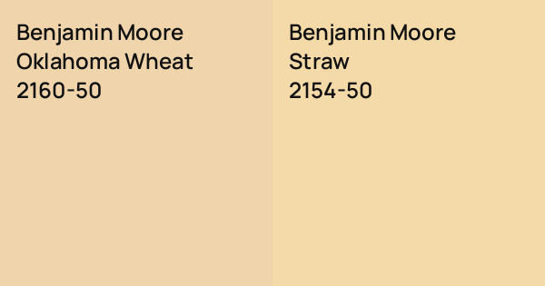 Benjamin Moore Oklahoma Wheat vs. Benjamin Moore Straw comparison