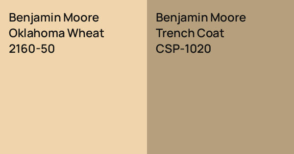 Benjamin Moore Oklahoma Wheat vs. Benjamin Moore Trench Coat comparison