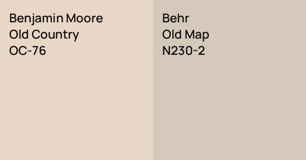 Benjamin Moore Old Country vs. Behr Old Map comparison