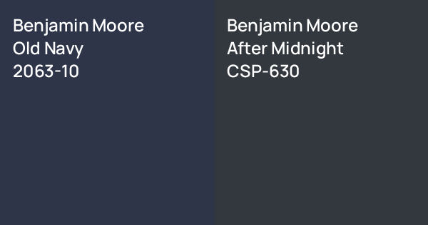 Benjamin Moore Old Navy vs. Benjamin Moore After Midnight comparison