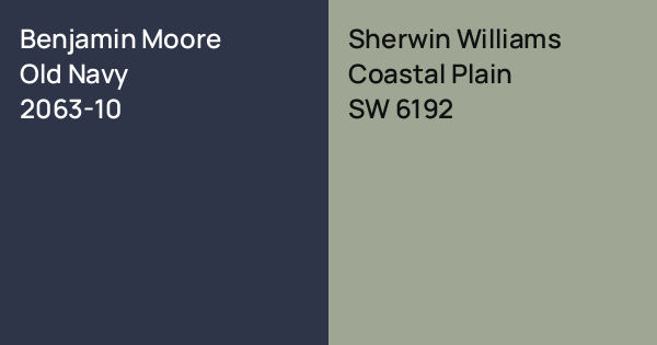 Benjamin Moore Old Navy vs. Sherwin Williams Coastal Plain comparison