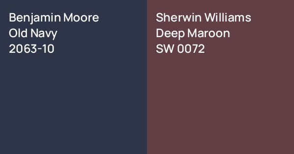 Benjamin Moore Old Navy vs. Sherwin Williams Deep Maroon comparison
