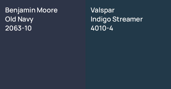 Benjamin Moore Old Navy vs. Valspar Indigo Streamer comparison