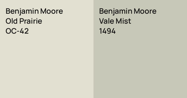 Benjamin Moore Old Prairie vs. Benjamin Moore Vale Mist comparison