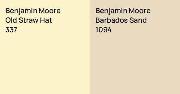 Benjamin Moore Old Straw Hat vs. Benjamin Moore Barbados Sand comparison