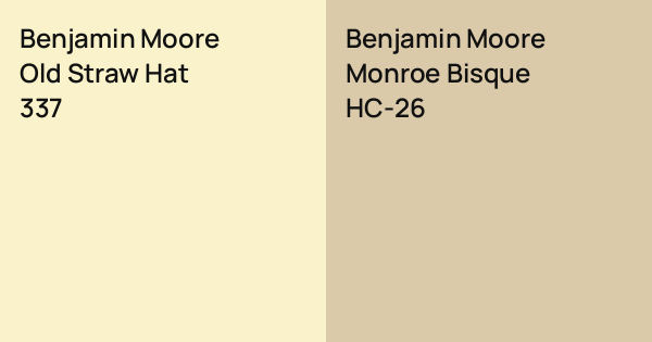 Benjamin Moore Old Straw Hat vs. Benjamin Moore Monroe Bisque comparison