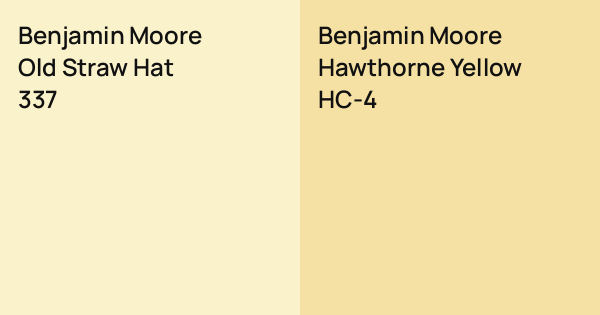 Benjamin Moore Old Straw Hat vs. Benjamin Moore Hawthorne Yellow comparison