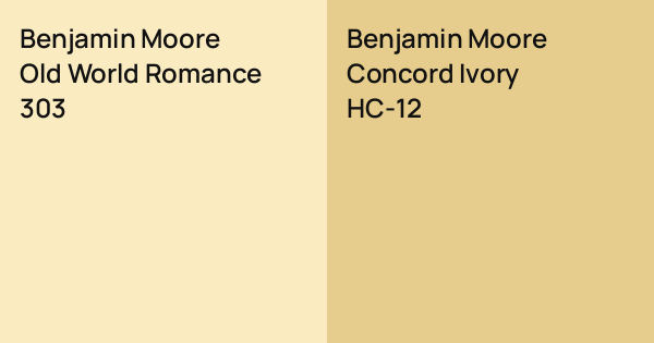 Benjamin Moore Old World Romance vs. Benjamin Moore Concord Ivory ...