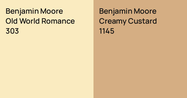 Benjamin Moore Old World Romance vs. Benjamin Moore Creamy Custard ...
