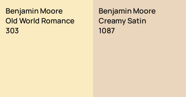 Benjamin Moore Old World Romance vs. Benjamin Moore Creamy Satin comparison
