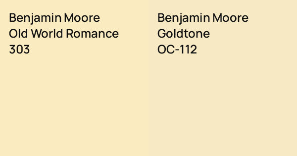 Benjamin Moore Old World Romance vs. Benjamin Moore Goldtone comparison